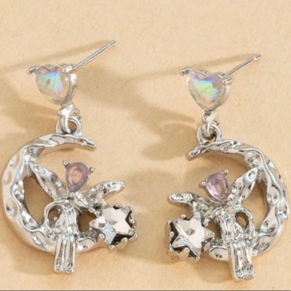 Jewelry | Fairy On Moon Silver Crescent Amethyst Faerie Pixie Sprite ...